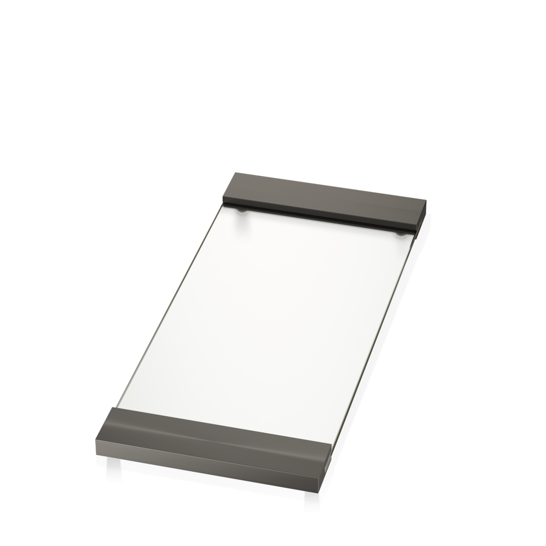 Dw Tab 37 Tray Large Dark Metal Matte Clear Glass Pontem Home